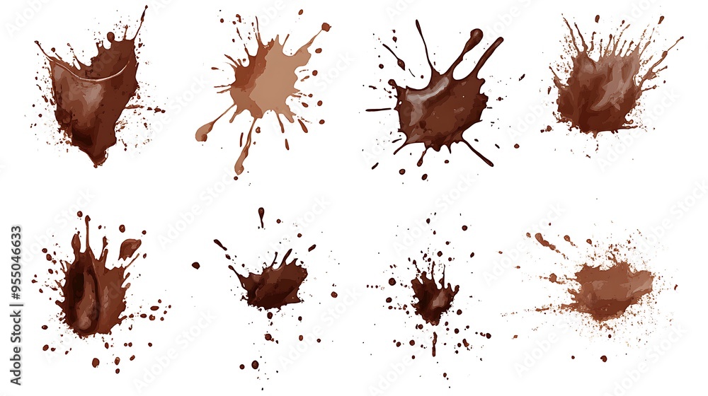 Colorful Watercolor Mud Splatters Set - Vector Illustration in Flat ...