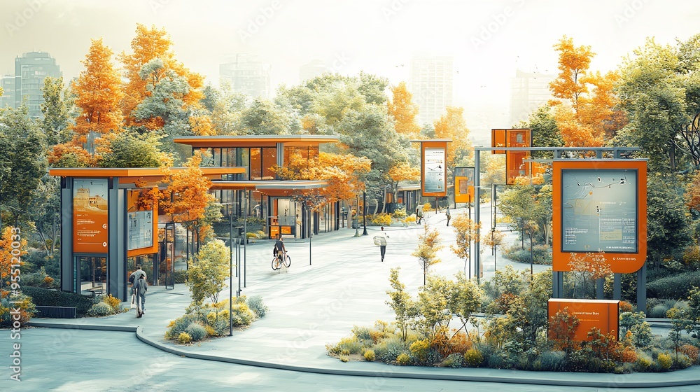 Illustrated mind map environmental graphic design detailing wayfinding ...