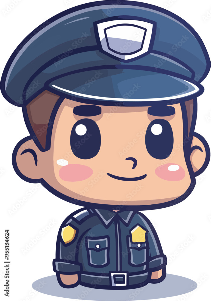 Cute Chibi Police Officer Cartoon Character Mascot Illustration Law ...