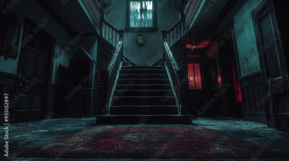 Scary scavenger hunt with spooky clues, set up in a dark house, eerie ...