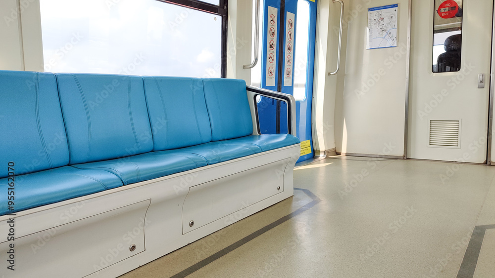 Foto de Stock LRT train seats. LRT is Light Rail Transit. This is a ...