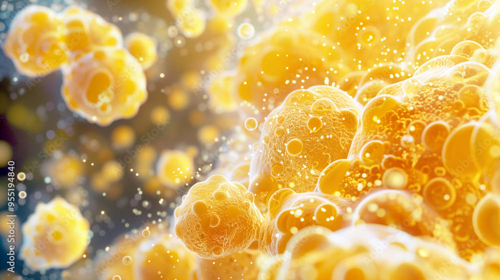 Yellow Fat, Like Obesity Cells, Under the Microscope Stock Photo ...