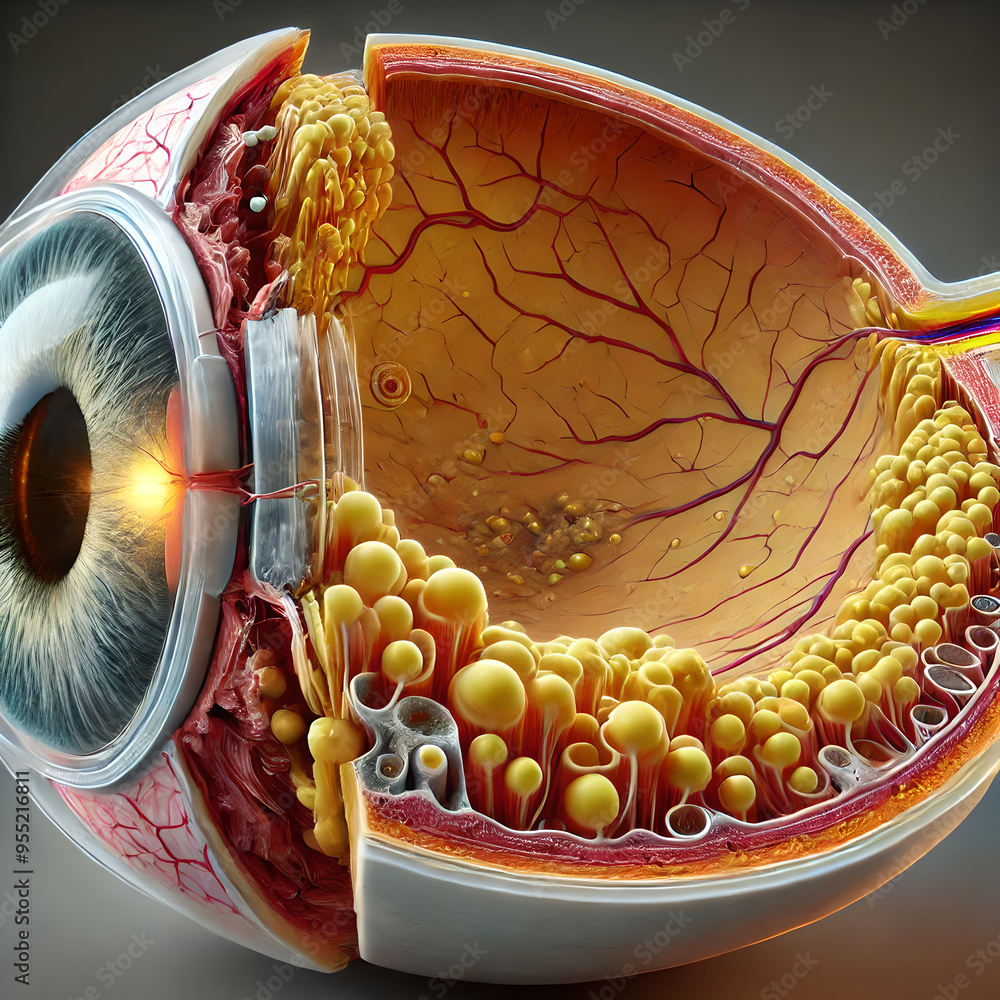 3D Age-related macular degeneration (AMD) in the human eye, focusing on ...