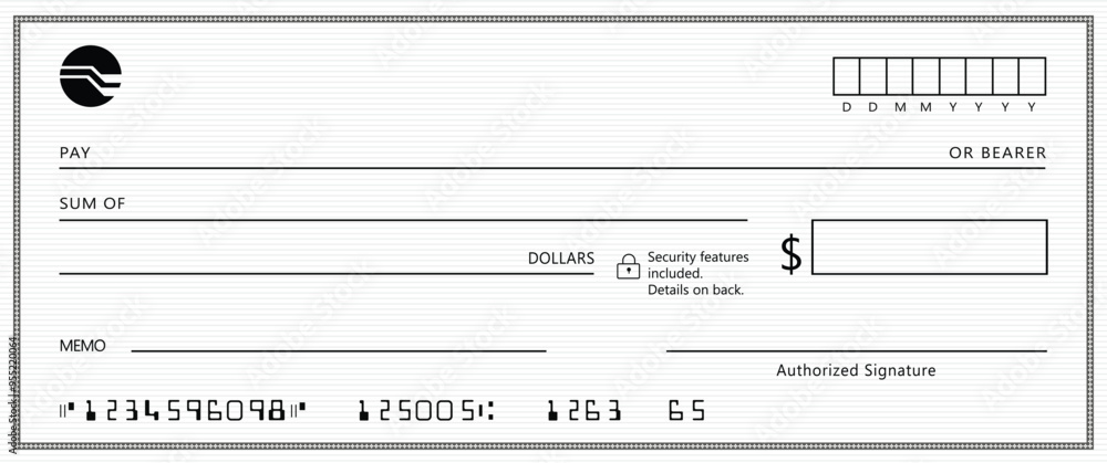 Empty money Cheque. Bank check. check book template with pattern and ...