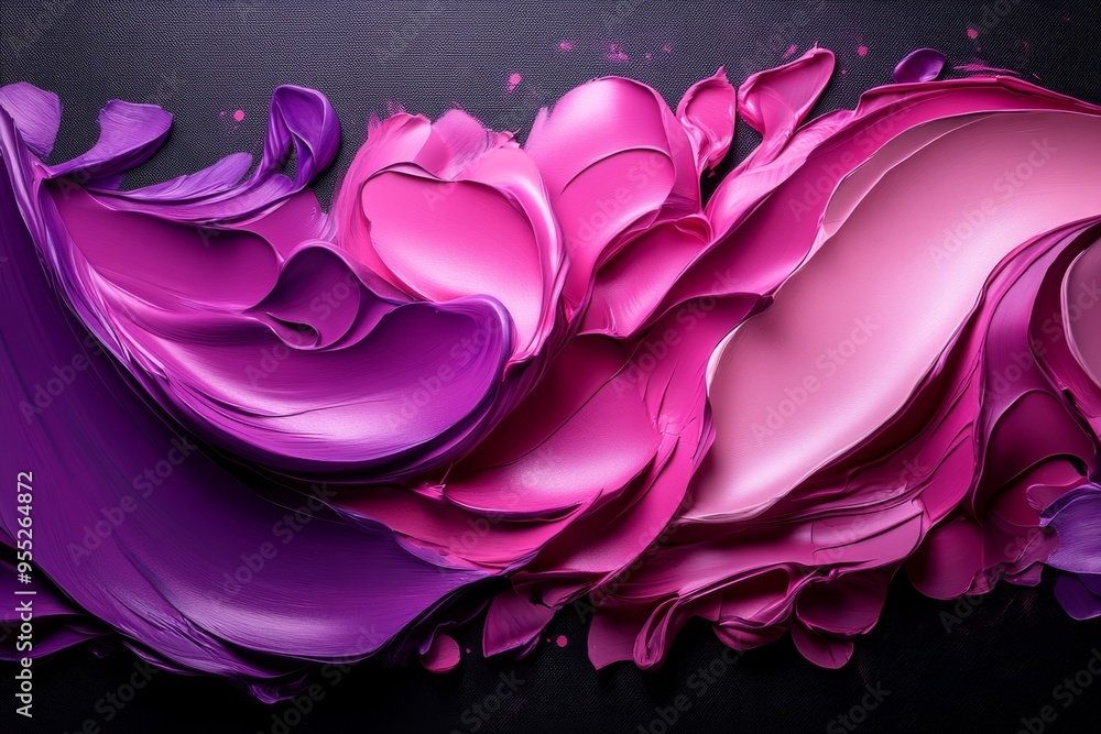 Viva Magenta abstract painting with flowing shapes, captured in a photo ...