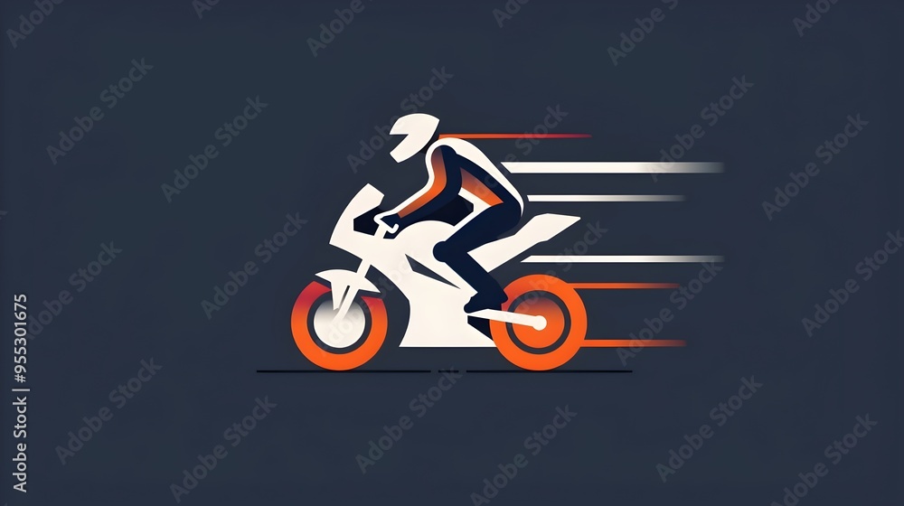 Motor Bike creative logo design template. man with motorcross for t ...