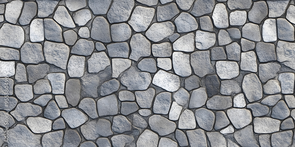 Seamless gray cobblestone wall or road background texture. Tileable ...