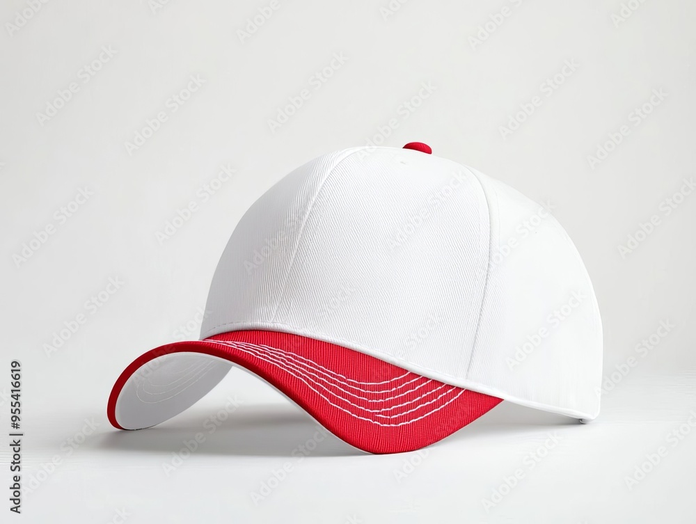 Baseball cap with realistic embroidery effect, zoom-in on front panel ...