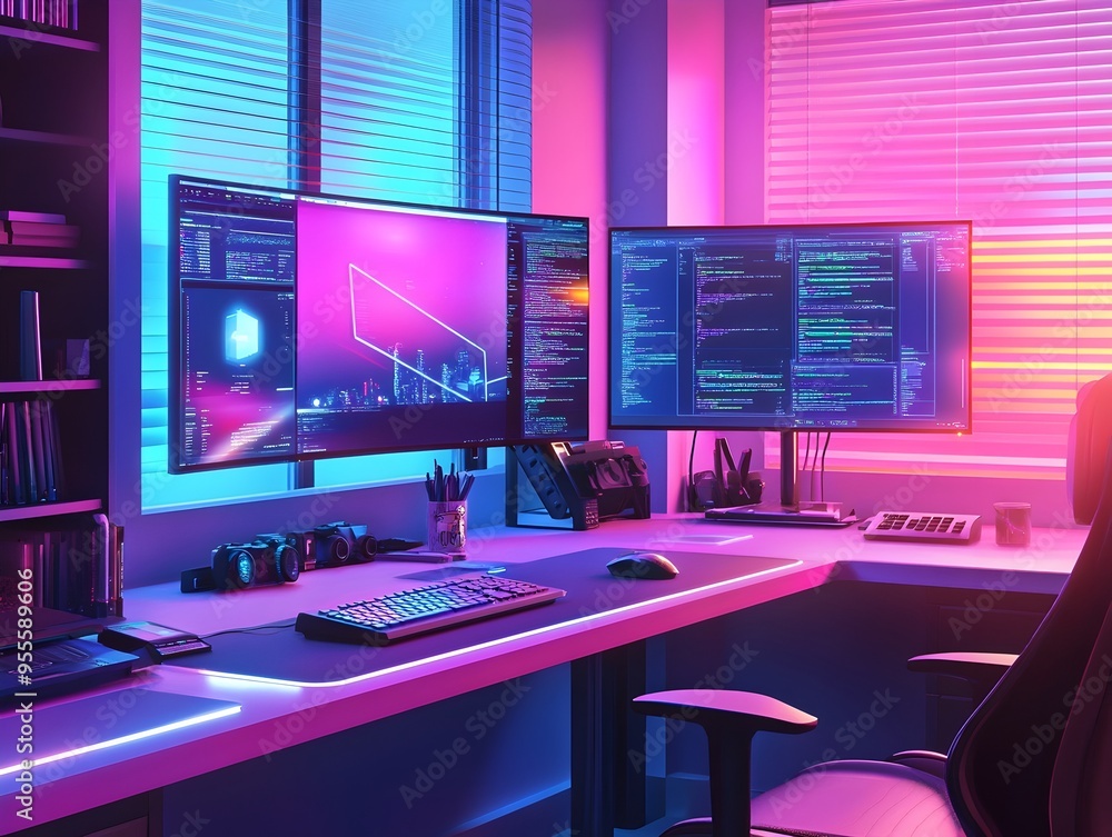 Radiant Neon Tinged Workbench with Mesmerizing Web Design Prototypes ...