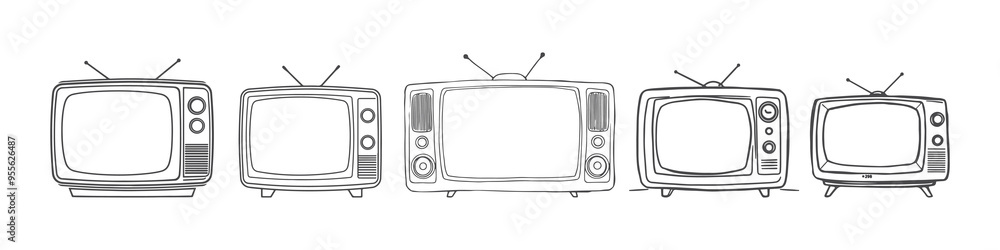 tv outline line art for coloring page. retro vintage television ...