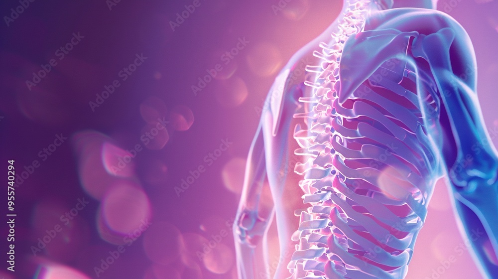 Human Spine Anatomy with a Purple and Pink Background Stock ...