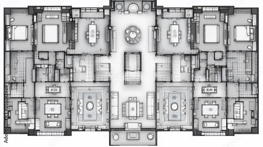 Floor plan blueprint of luxury mansion with detailed layouts and ...