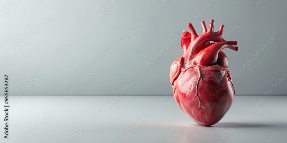 rendering of a human heart, anatomy, medical, biology, organ ...