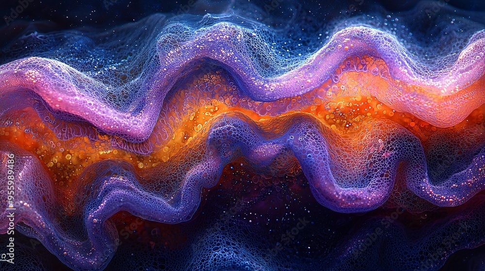 An abstract depiction of a human stomach, with exaggerated textures and ...