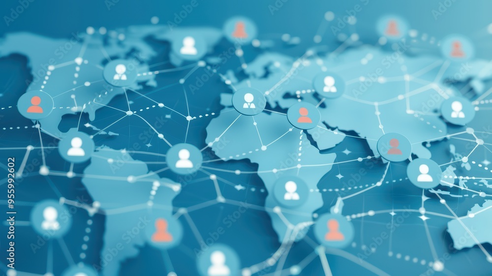 Global Network Connection Concept with Digital World Map and Social ...