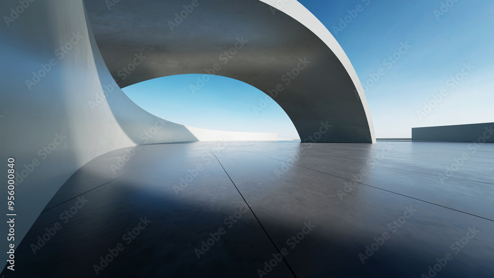 3d render of abstract curve structure futuristic architecture with ...