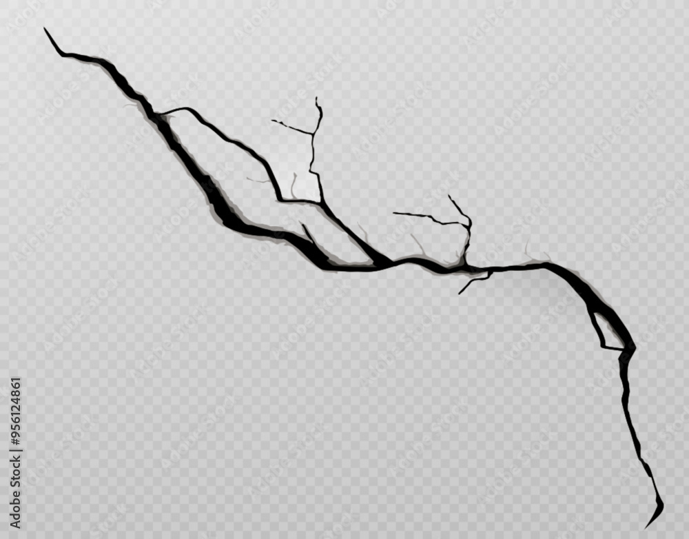 Wall crack texture. Broken ground line effect. Earthquake realistic ...