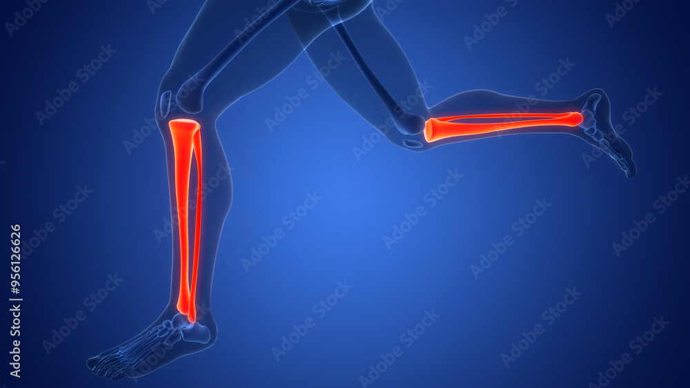Human Skeleton System Tibia and Fibula Bone Joints Anatomy Stock ...