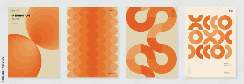 Collection of 70s color gradient poster background vector. Set of retro ...