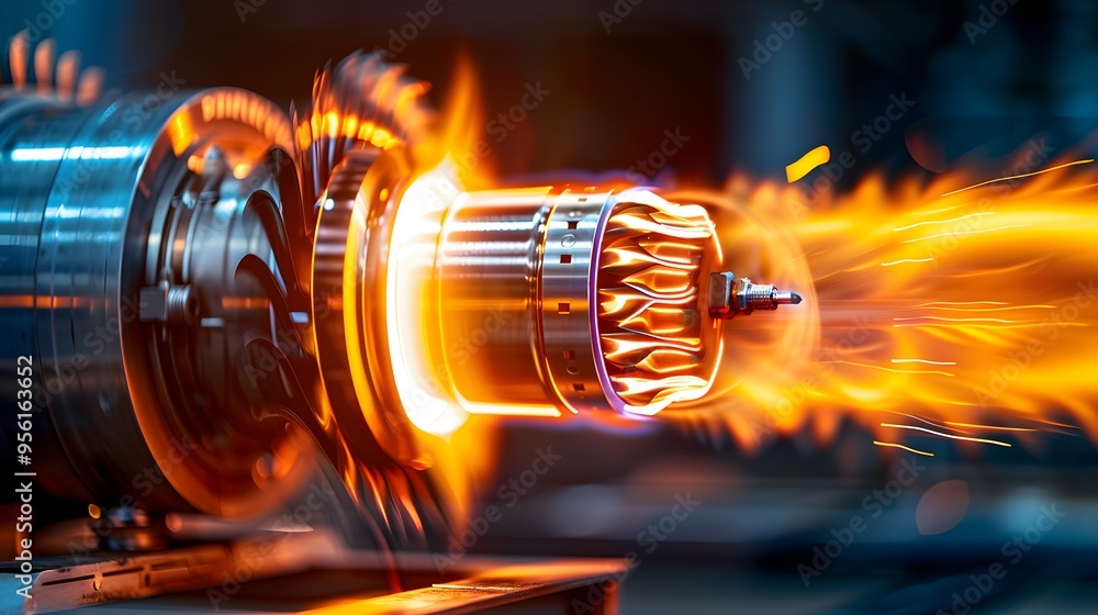 Thrilling View of a Jet Engine Test Run in High Resolution, Showcasing ...