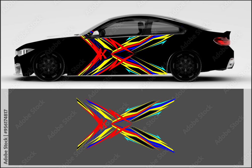 car wrap, decal, vinyl sticker designs concept. auto design geometric ...
