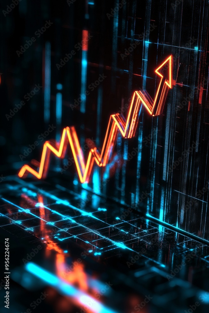 Interest rate symbol fading into darkness with a downward arrow ...