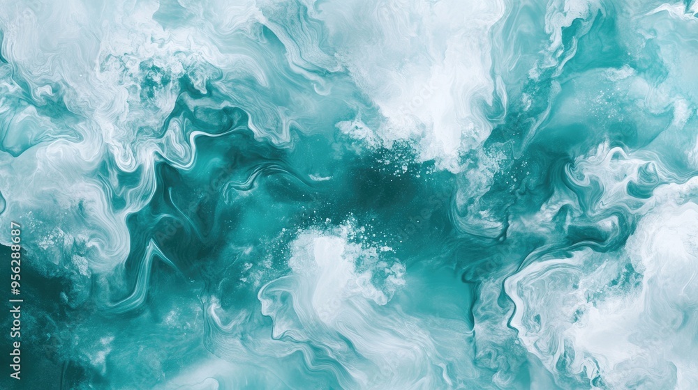 Fluid Sea Abyss Artwork Dynamic Mint Canvas with Faded Effects Aerial ...