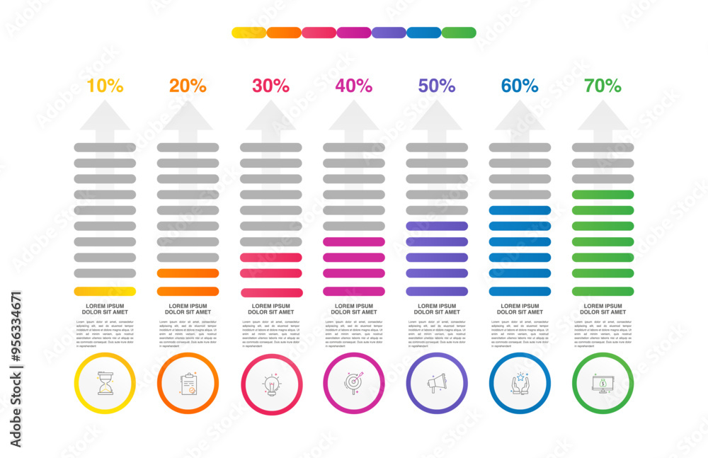 Presentation of modern vector infographic. Business template with seven ...