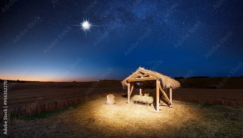 Manger Under the Starlight A minimalist setting with the manger placed ...