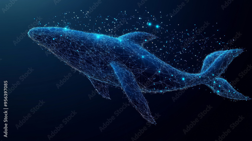Ilustración de Stock Blue whale composed of polygons. Marine animal ...