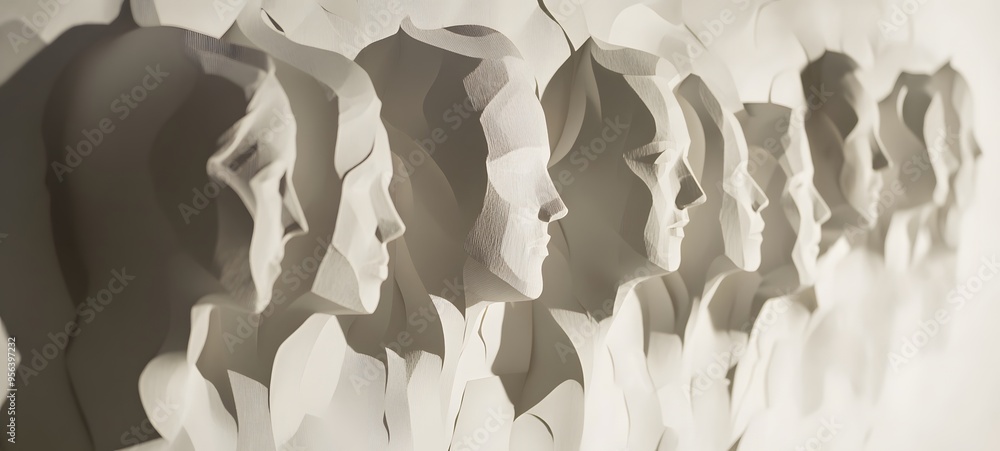 18. Floating paper cutouts with varying textures and shadow effects ...