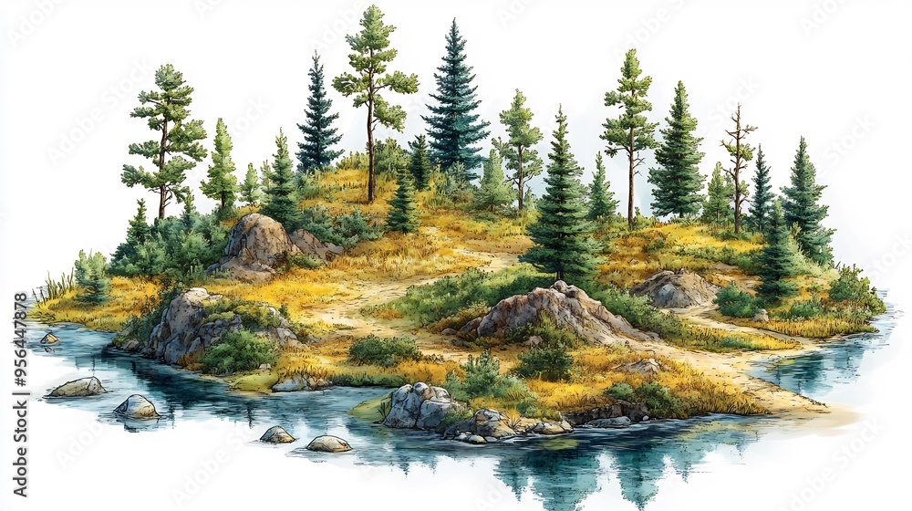 Ilustración de Stock Illustrated mind map types of ecosystems exploring ...