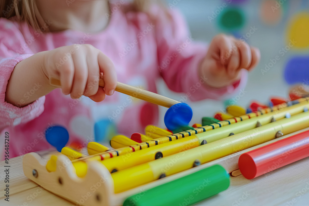 Kindergarten Children Learning Music Using Various Colorful Instruments ...