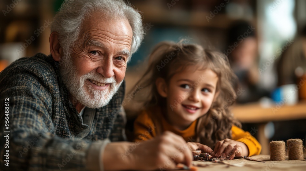 Intergenerational family activities at a community center, with ...