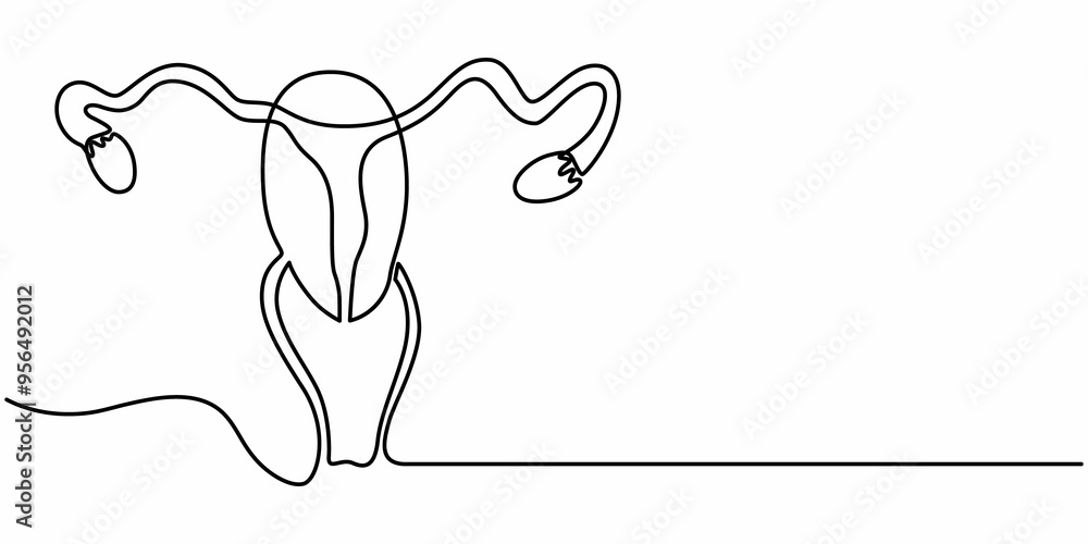 Ilustración de Stock Continuous single one line drawing Uterus and ...