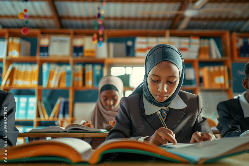 Diverse students in a school setting, focused on learning. Generative ...