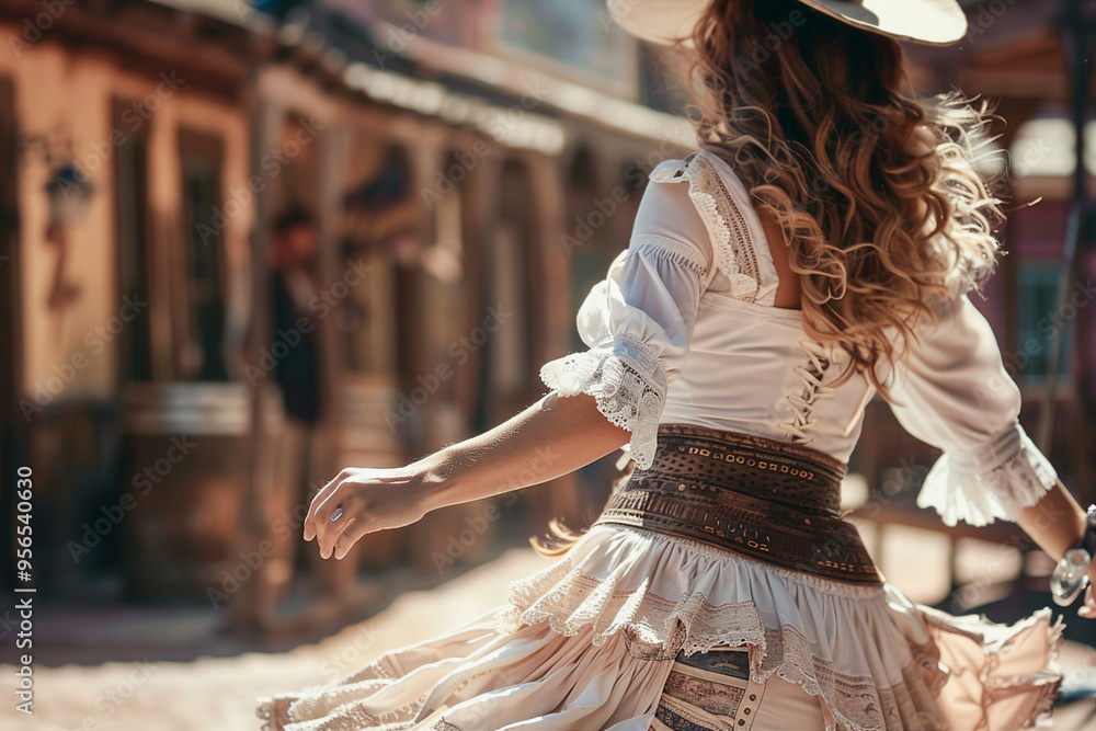 Dramatic western movie scene personage harsh brutal cowboy beautiful ...