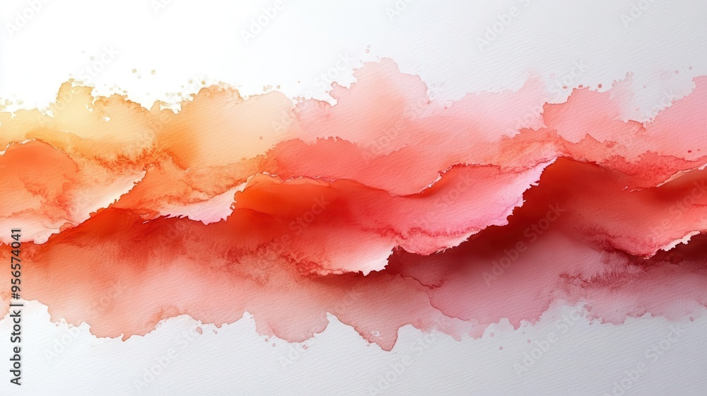 delicate peach watercolor splash with organic flowing shapes on ...