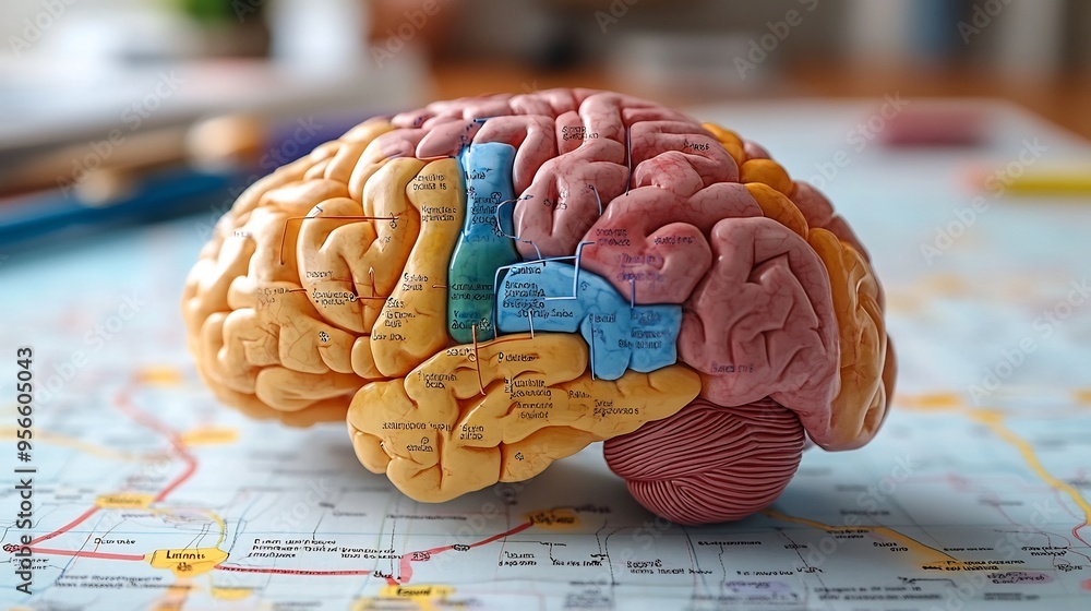 Ilustración de Stock Mind map of brain's functional areas including the ...