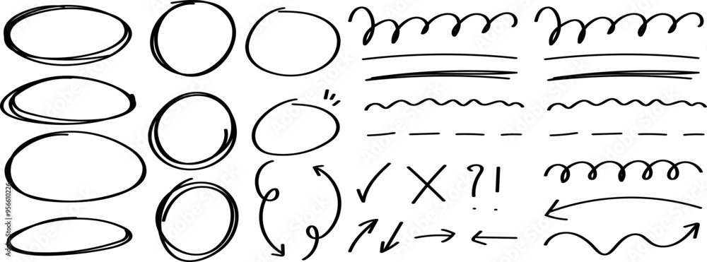 Marker lines isolated on transparent background. Set of different ...