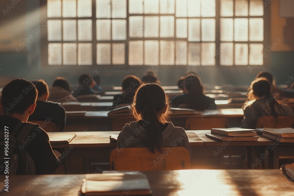 Students sit in an overcrowded classroom, surrounded by outdated ...