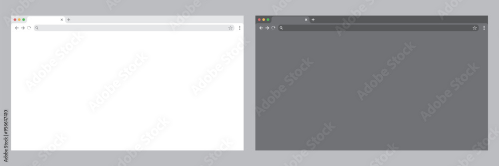 Web browser window screen mockup. light mood and Blank dark browser ...
