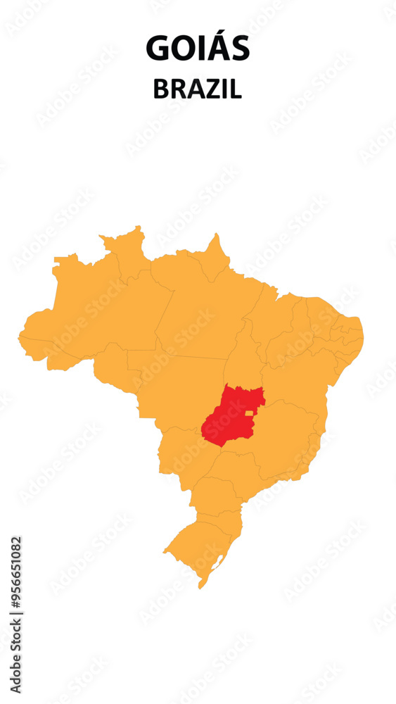 Goiás Map is highlighted on the Brazil map with detailed state and ...
