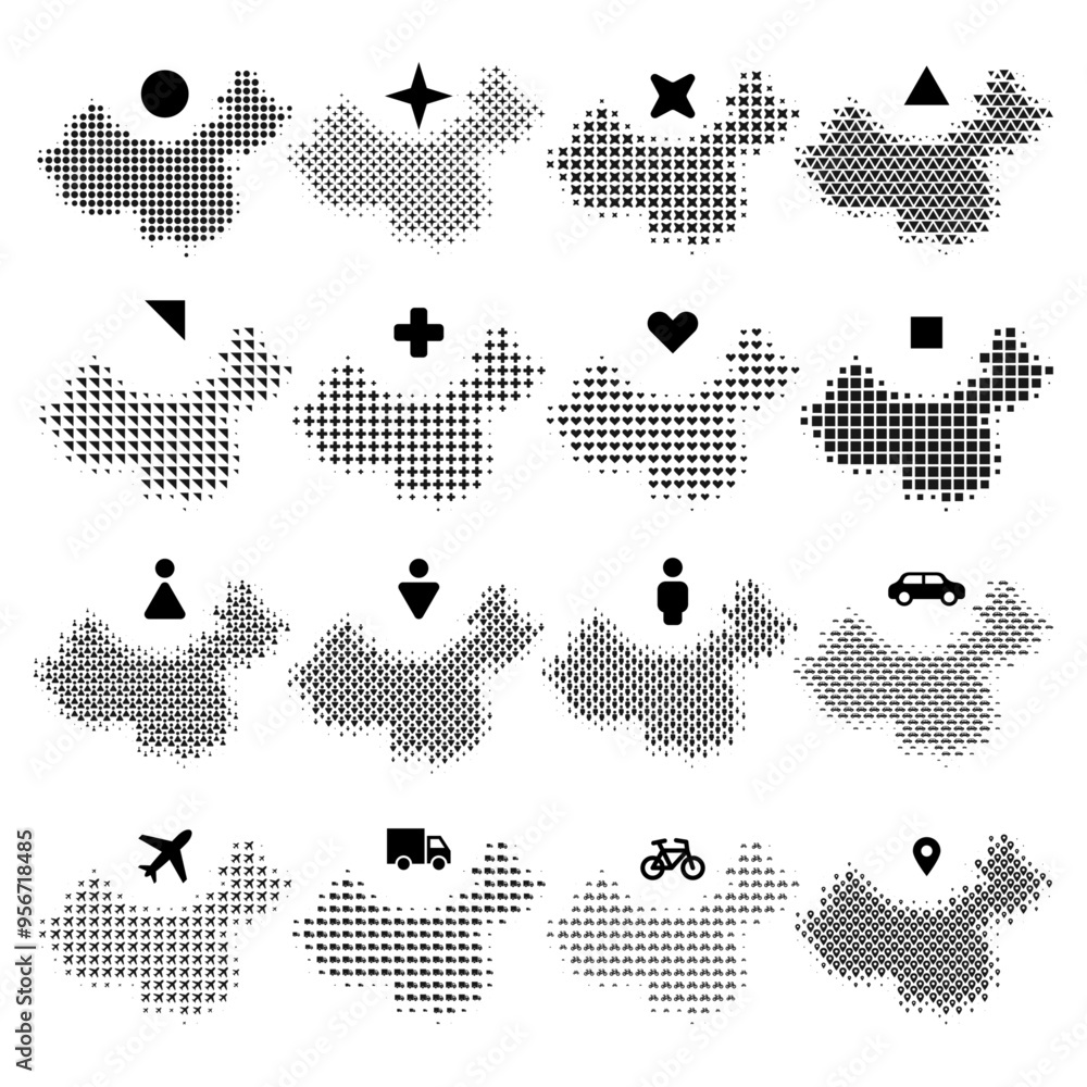 china map different shapes Stock Vector | Adobe Stock