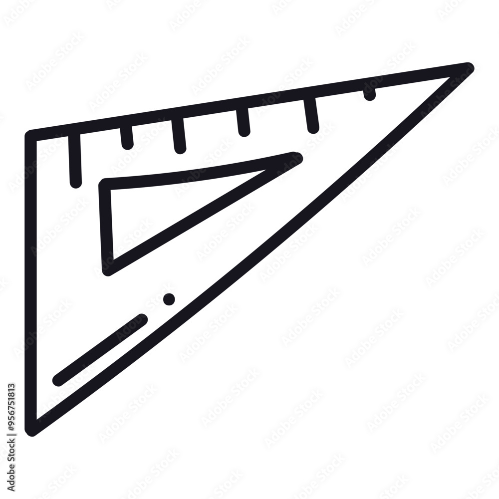Cute doodle plastic triangle ruler with outline. Tool for drawing and ...