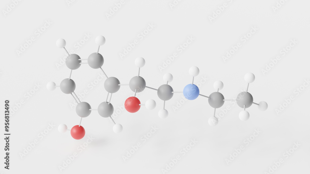 etilefrine molecule 3d, molecular structure, ball and stick model ...