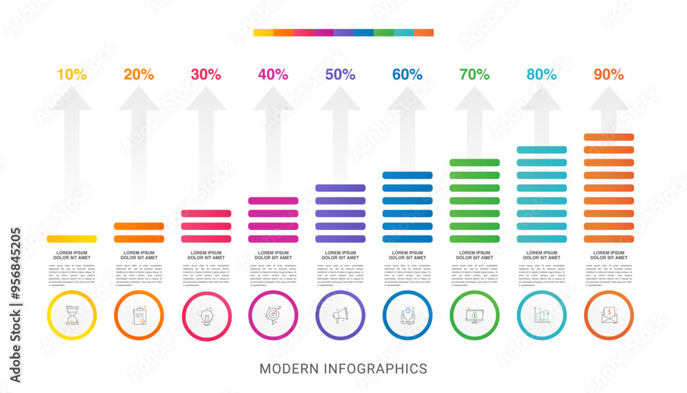 Presentation of modern vector infographic. Business template with 9 ...