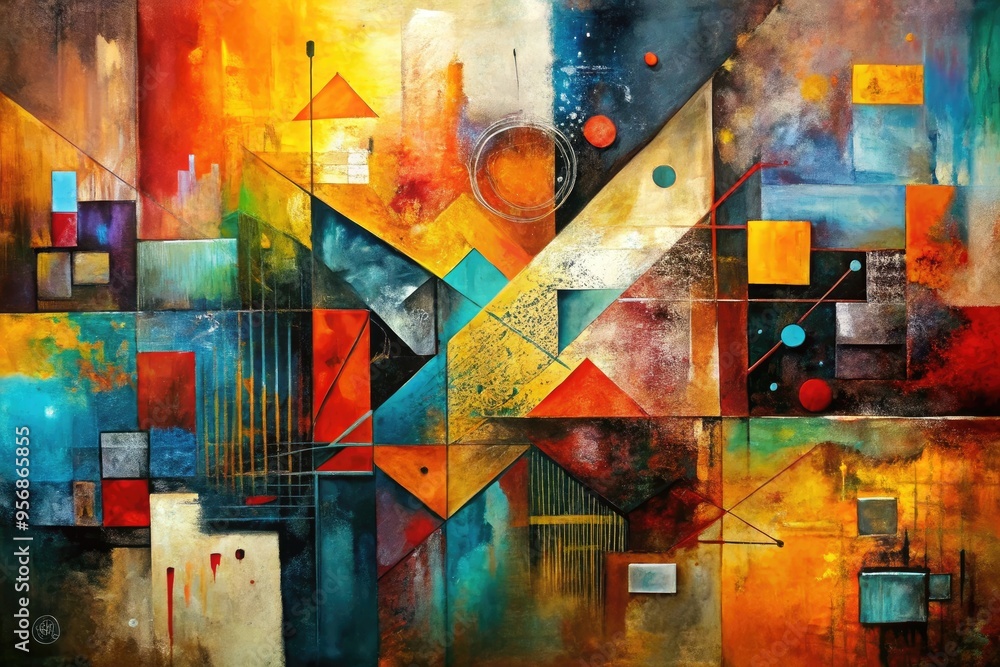 Abstract expressionist mixed media art incorporating bold textures and ...