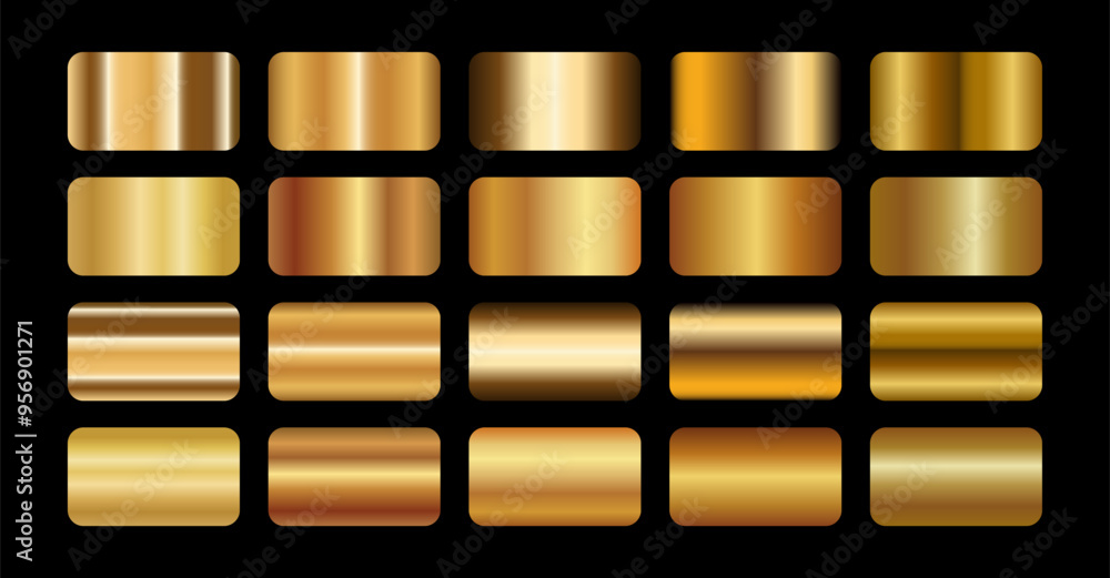 Gold texture gradient background big vector set. Metallic design for ...