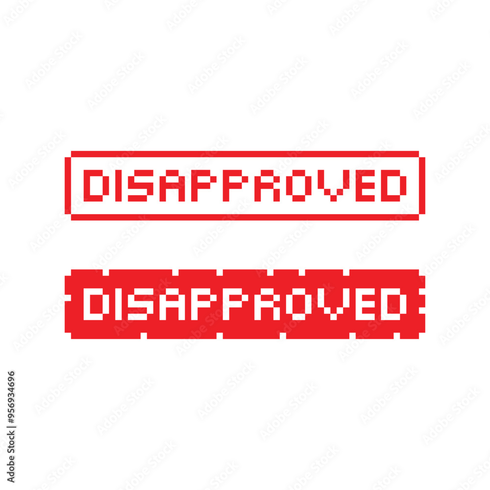 pixel disapproved icon. rejected stamp. grungy red rejected sign pixel ...